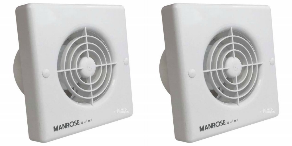 2 x Manrose QF100T "Quiet" Extractor Fans with Timer for 4"/100mm duct ...