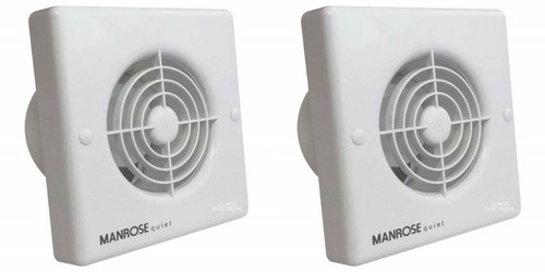 2 x Manrose QF100T "Quiet" Extractor Fans with Timer for 4"/100mm duct ...