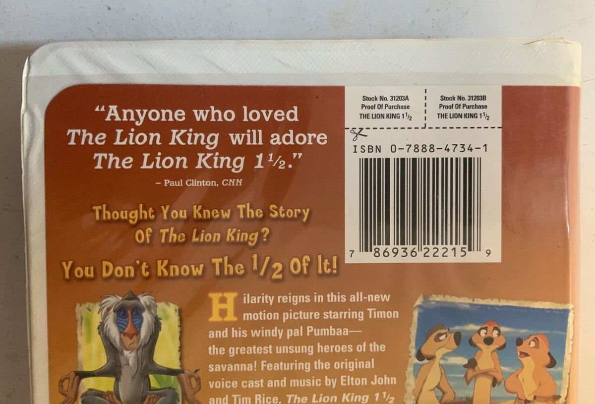 The Lion King 1 12 Vhs