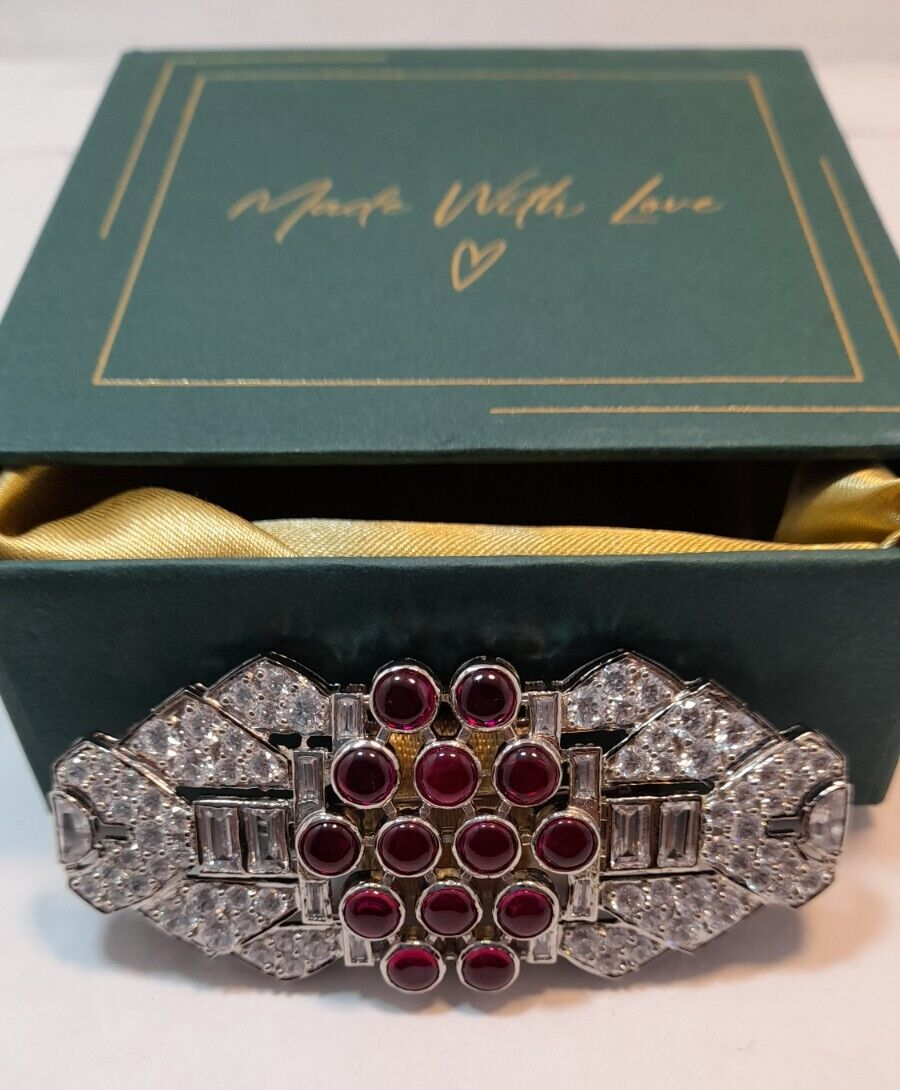 Impressive Red Ruby Statement Brooch Pin 925 SS Lab Created Luxury High ...