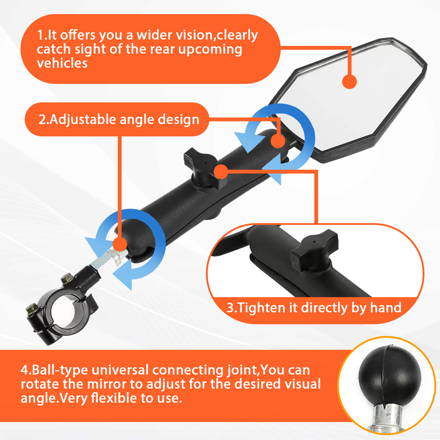 Foldable Adventure Motorcycle Rearview Side Mirrors For Suzuki Kawasaki ...