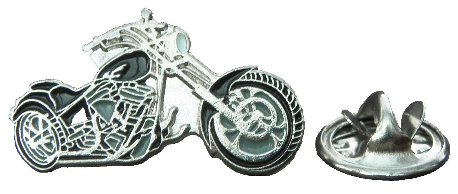 Motorbike Chopper Pin Badge Black & Silver Biker Brooch | eBay