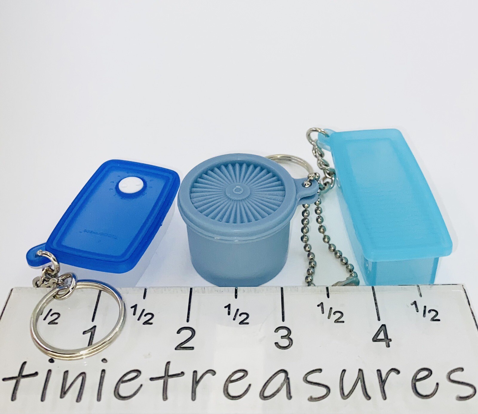 Tupperware Keychain set Of 3 Fridgesmart Canister Rock N Serve Blue ...