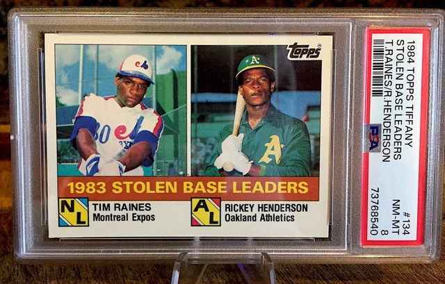 1984 Topps - League Leaders Tiffany #134 Rickey Henderson, Tim Raines ...