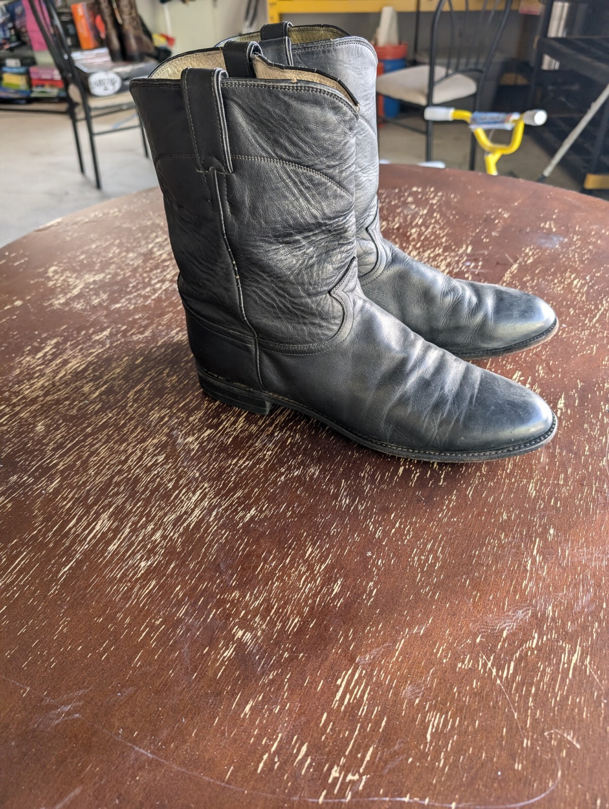 MENS JUSTIN WESTERN COWBOY ROPER BLACK BOOTS SIZE 13 … - Gem