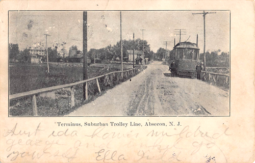 1907 Trolley at Suburban RR Trolley Line Terminus Absecon NJ post card ...