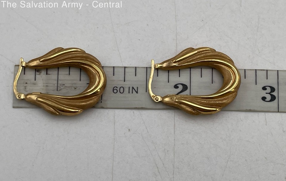 Modern 14k Yellow Gold Fine Jewelry Latch Back Hoop Earrings Pair | eBay