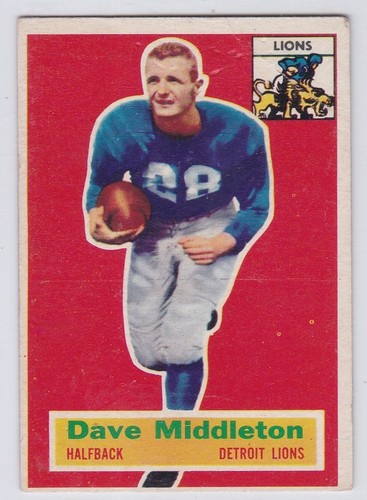 1956 Topps #68 Dave Middleton. Detroit Lions. | eBay