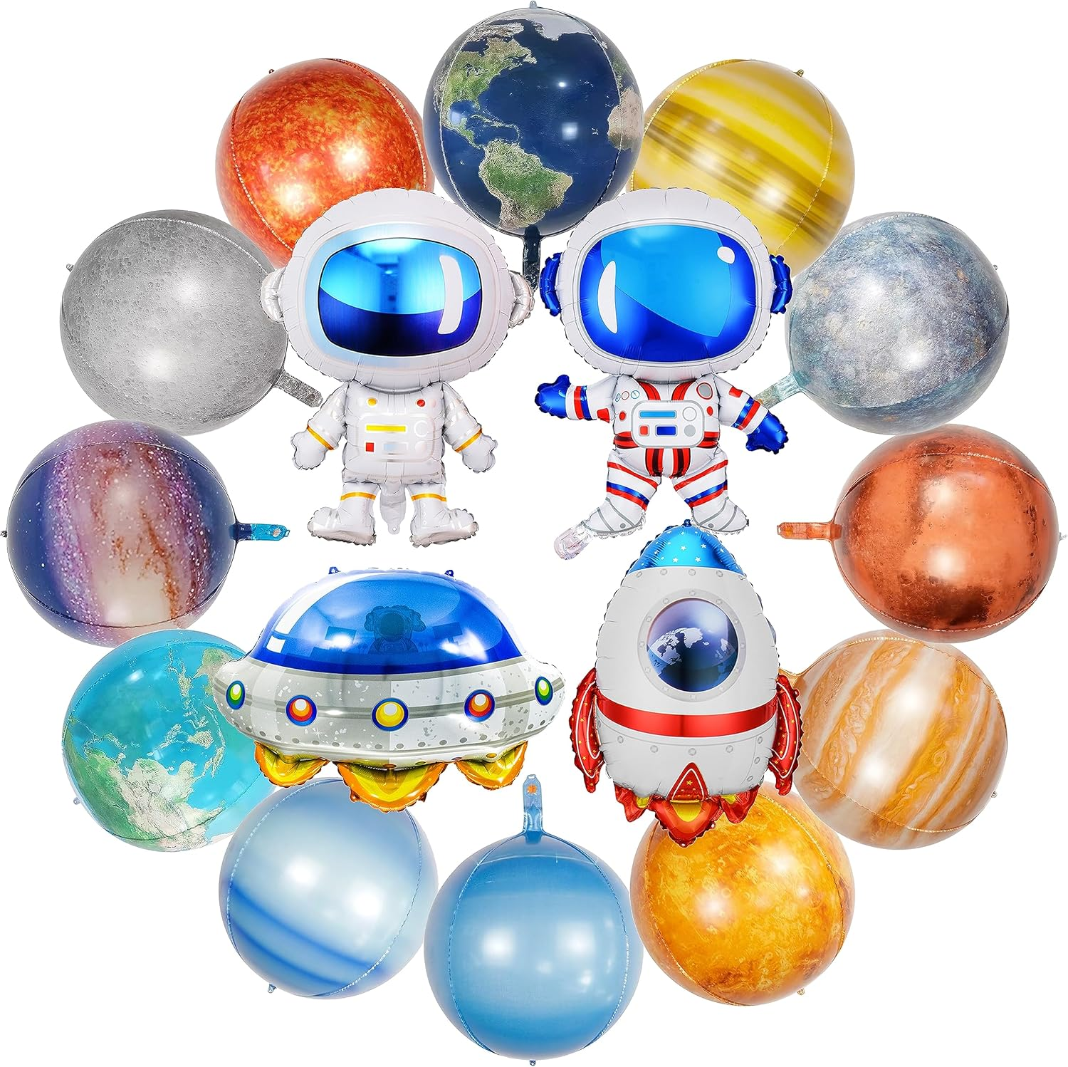 Large Astronaut Rocket Ship Foil Balloons, 16pc Set for Space Birthday ...