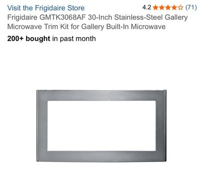 Frigidaire GMTK3068AF 30'' Stainless Steel Gallery Microwave Trim Kit ...