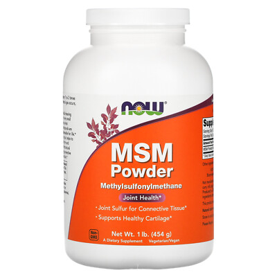 Now Foods MSM Powder 1 lb 454 g GMP Quality Assured, Non-GMO, Vegan ...