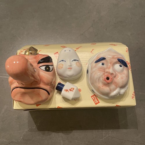 Vintage Sake Set - Fun Drinking Cups with Tengu & Hyottoko Designs ...