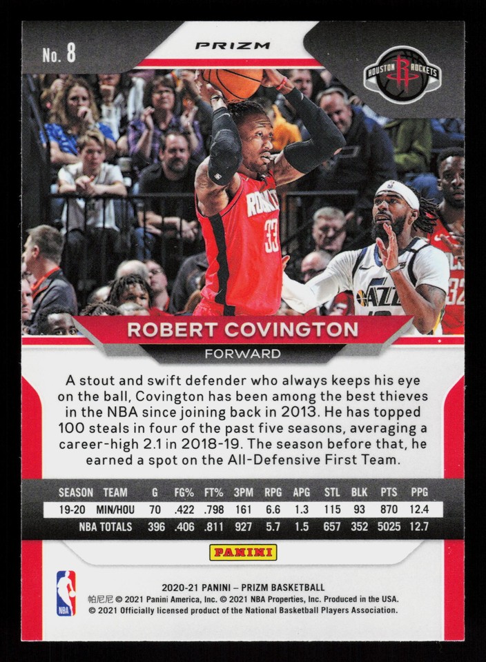 2020 Panini Prizm Robert Covington #8 Basketball Houston Rockets | eBay