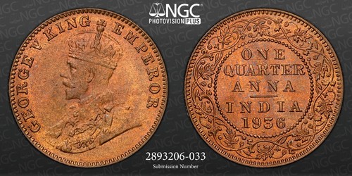 British India 1936(B) INDIA 1/4A NGC MS 65 RB | eBay