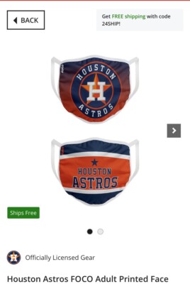 Houston Astros Face Covering 2-Pack FOCO Branded Adult Official MLB | eBay