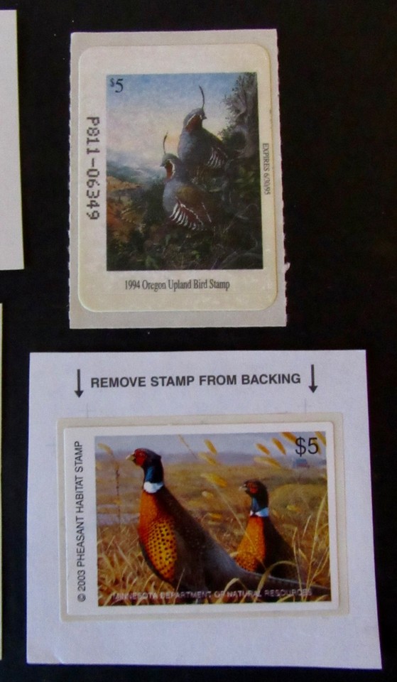 Four (4) Michigan Minnesota Oregon Duck Pheasant Stamps - Self Adhesive ...