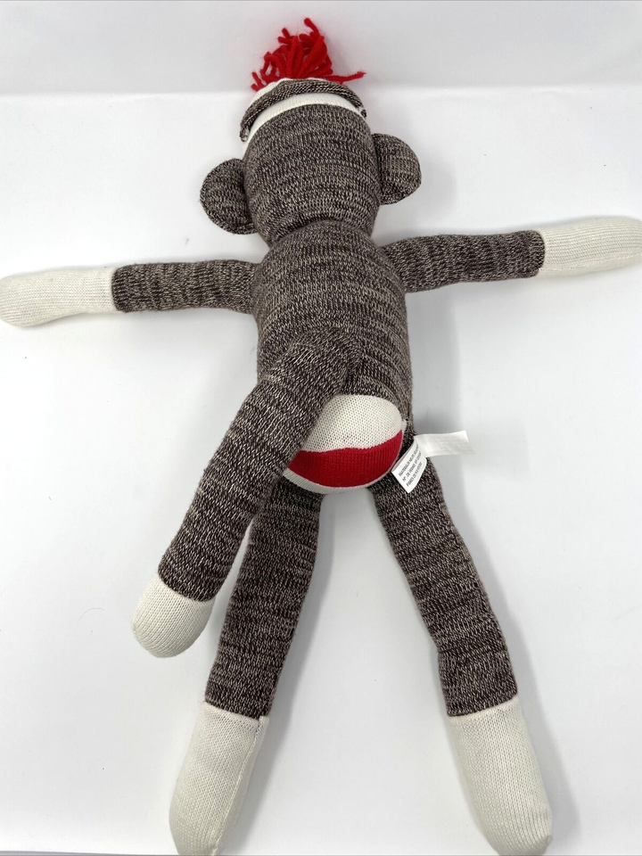Sock Monkey 22" Schylling Brown Cream Red Mouth Bottom Plush Stuffed Animal | eBay