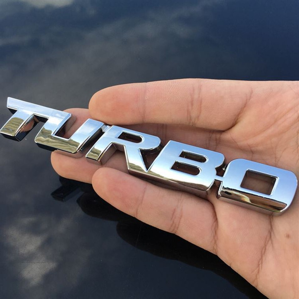 2x Silver 3D TURBO Logo Car Styling Metal Emblem Badge Decal Sticker ...