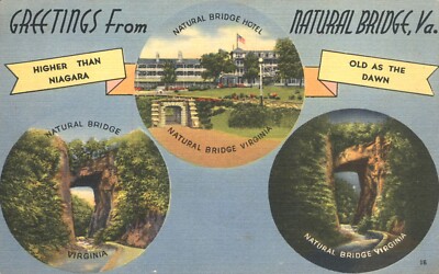 Greetings from Natural Bridge Hotel & Restaurant Virginia Postcard | eBay