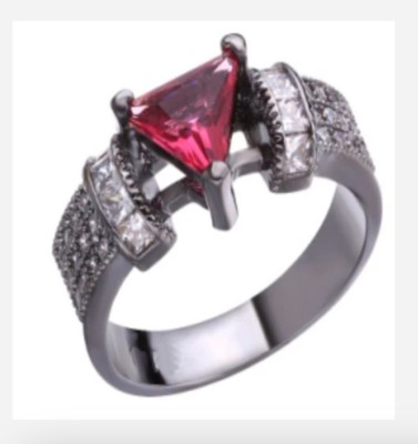 GUN METAL RED TRIANGLE GEMSTONE COSTUME RING SIZE 5 6 7 8 9 | eBay
