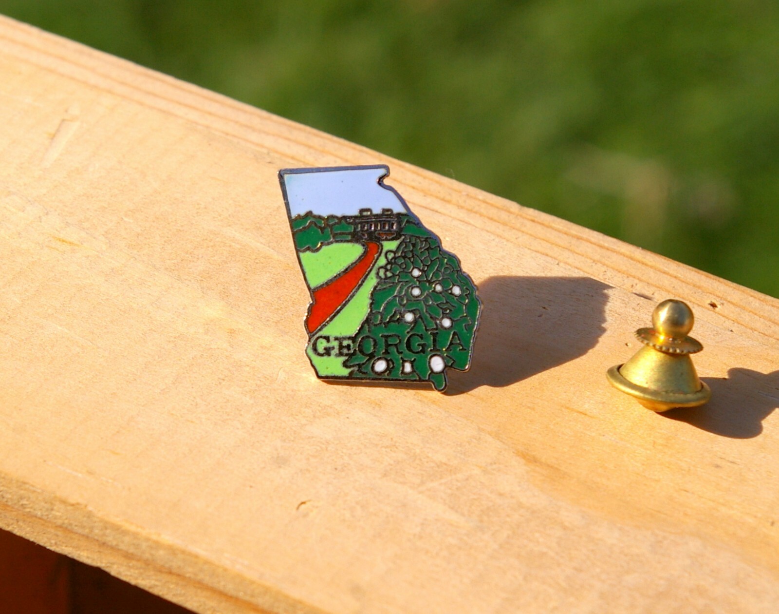 Georgia State Souvenir Silver Tone Metal & Enamel 7/8" Lapel Pin ...
