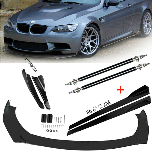 For BMW E90 E92 E93 Front Splitter Bumper Lip Spoiler Body+Strut Rods Glossy | eBay