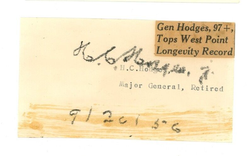 Autographed 3x5 Card Major General Henry Clay Hodges Jr. | eBay