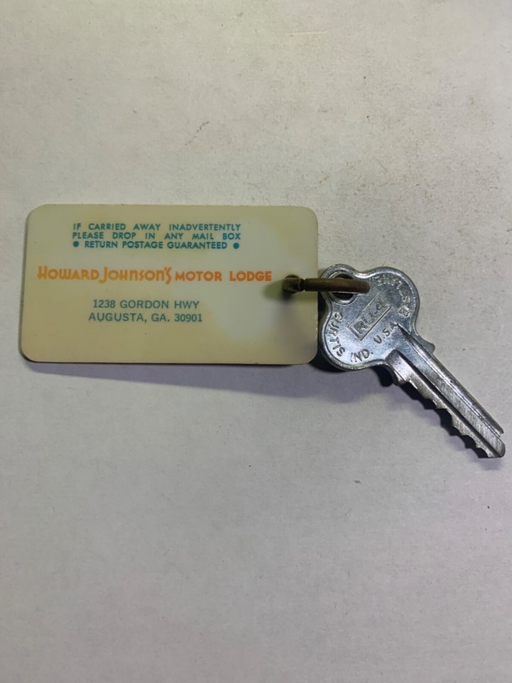 Howard Johnson's Hotel Motel Room Key Fob & Key Augusta Georgia #127 | eBay