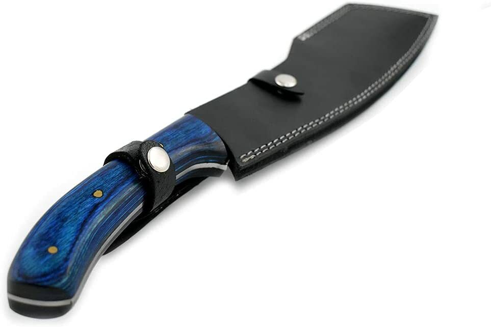 17'" Blue Bushcraft Machete Fixed Blade Wood Handle Hunting Knife With ...