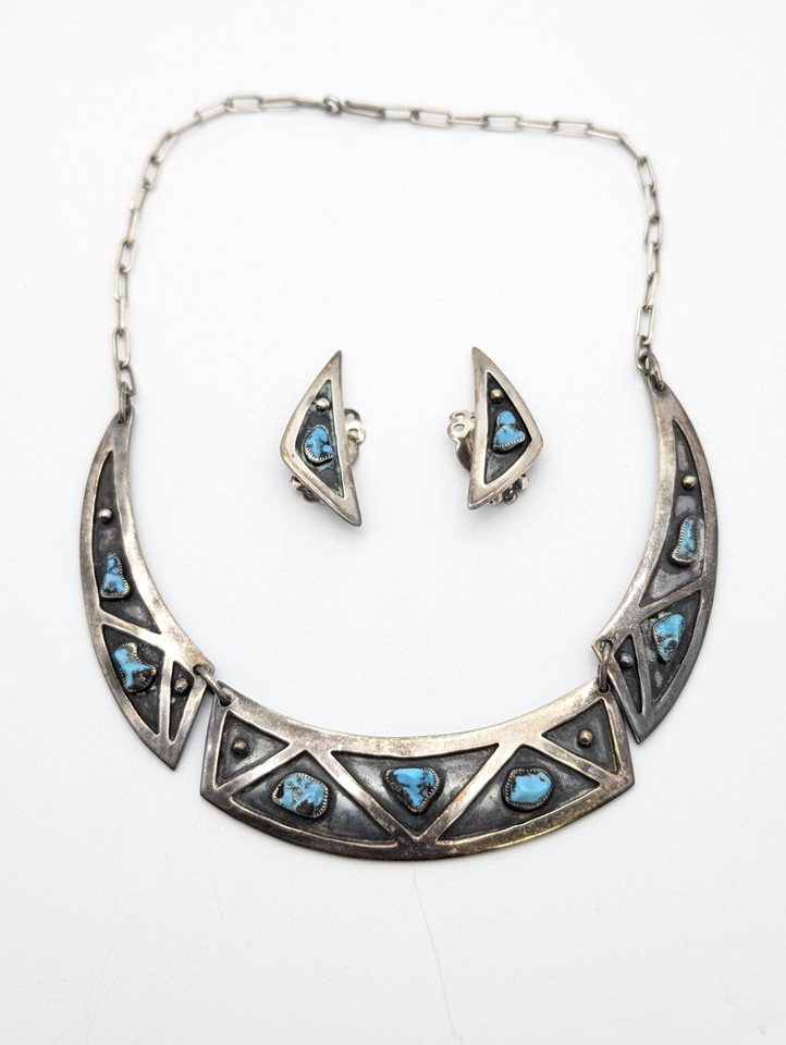 ORIGINAL BOX Frank Patania Thunderbird Sterling Turquoise Necklace ...