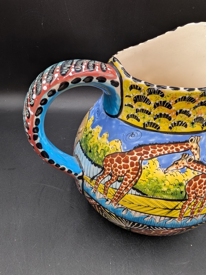 Penzo Large Pitcher Vase Handcrafted Painted Zimbabwe Animal 2005 ...