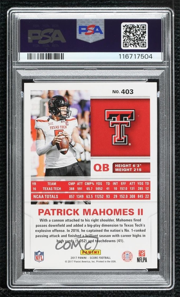 2017 Score Rookies Patrick Mahomes II #403 PSA 7 Rookie RC 8dy | eBay