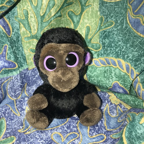 Ty Beanie Boos Romeo Monkey Plush Ape Gorilla Solid Purple Eyes 6 ...