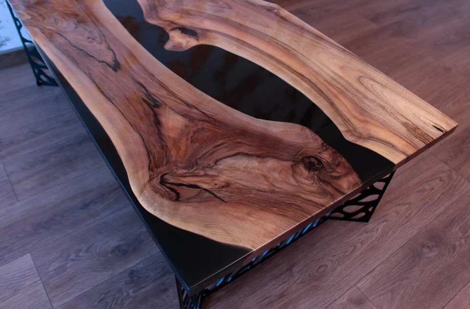 Custom Walnut Resin River Table, Writing Desk, Computer Desk, Walnut ...