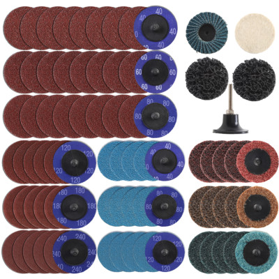 80PCS 2" Roll Lock Sanding Discs Set W/ 1/4 Holder Die Grinder Quick ...