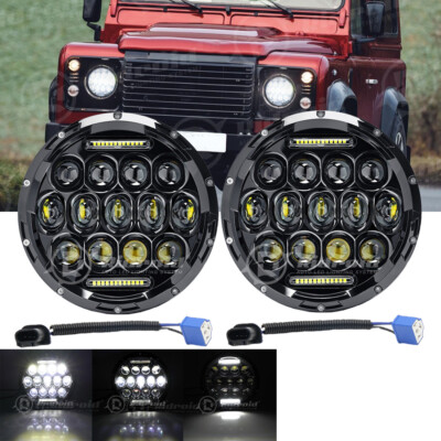 7" LED Headlights DRL For Land Rover Defender 90 110 1993-1997 Range ...