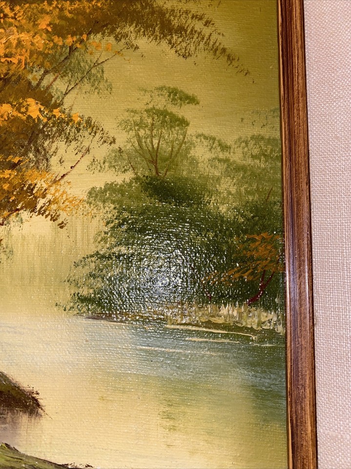 VINTAGE FOREST OIL ON CANVAS PAINTING SIGNED BY WILLIAM HARLOCK | eBay