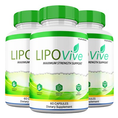 LipoVive Capsules, Max Strength, Lipo Vive Pills Premium Supplement (3 ...