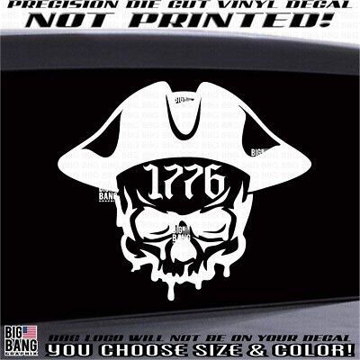 1776 Patriot Skull Vinyl Decal Sticker American Revolution Car Truck ...