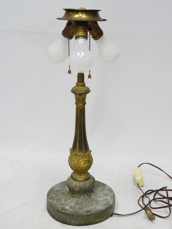 ANTIQUE PITTSBURGH LAMP BRASS GLASS CO FLORAL REVERSE PAINTED GLASS ...