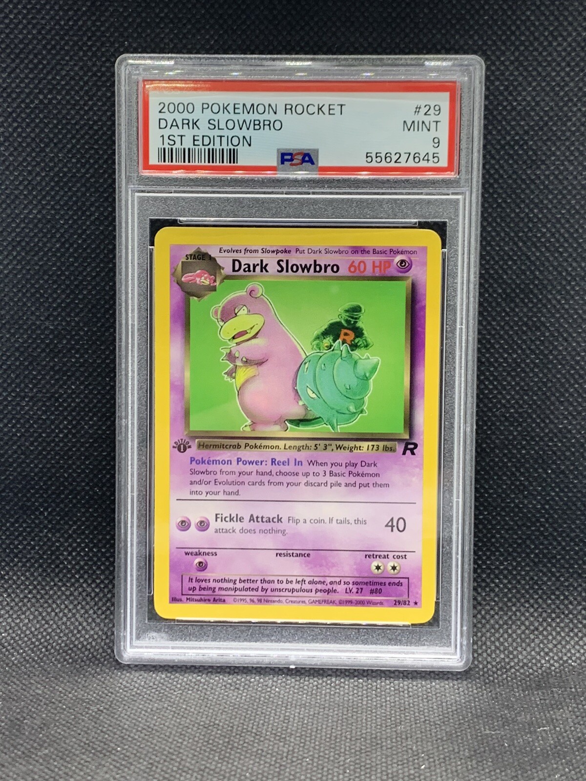Pokemon Dark Slowbro Team Rocket 1st Edition Non Holo Rare #29 PSA 9 ...