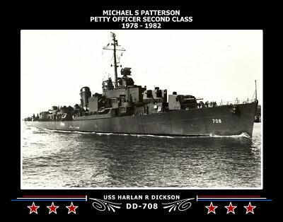 Navy Emporium USS Harlan R Dickson DD-708 Canvas Photo Print 287DD708 ...