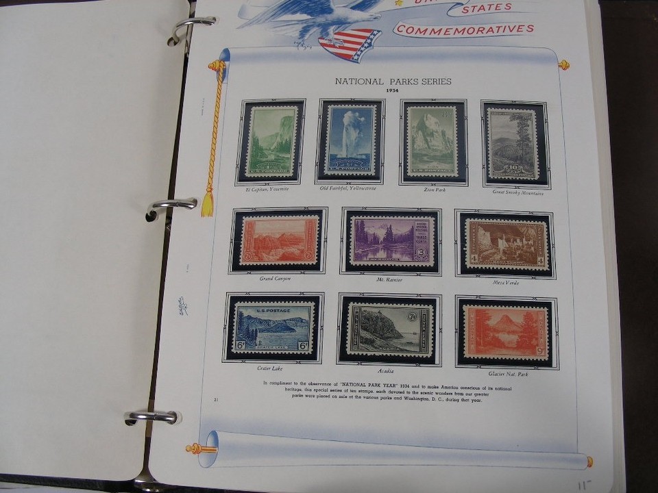 US, Impressive Overlapping Commemorative Mint Stamp Collection hinged ...