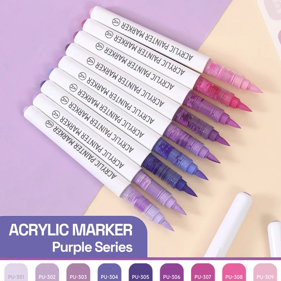 9 pcs Acrylic Paint Markers Set Brush Tip Automatic Ink Control Pens | eBay