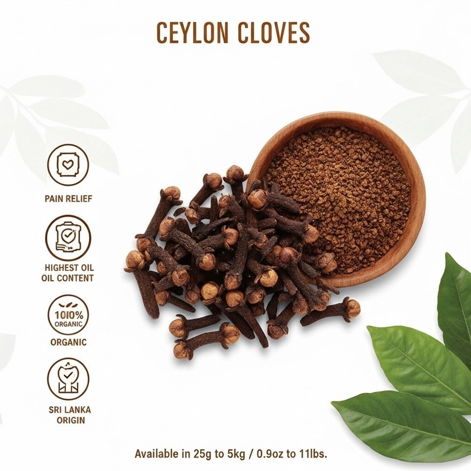 100% Organic Ceylon Cloves Whole / Powder Dried Flower Buds Spice Sri ...