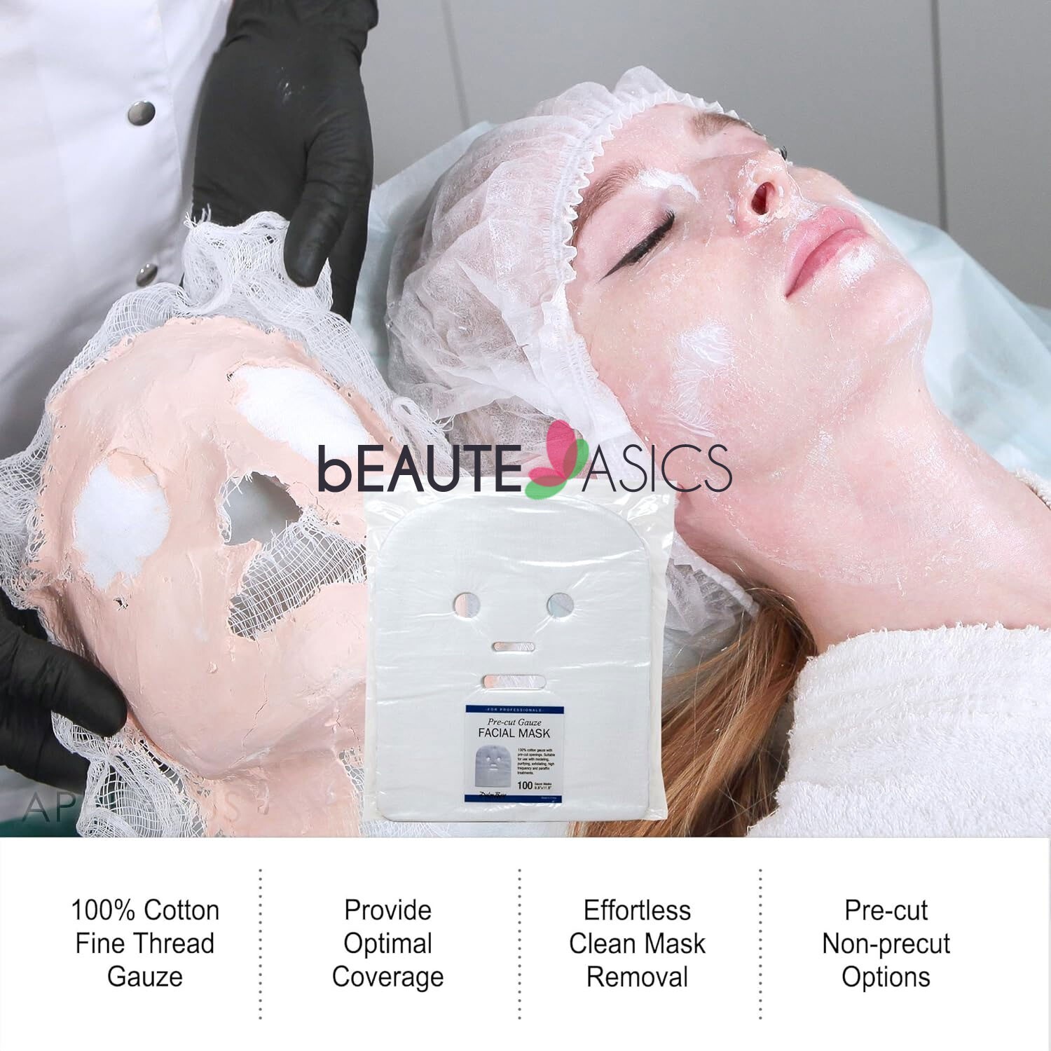 100 Ct. Precut Gauze Facial Masks Face Treatment for High Frequency ...
