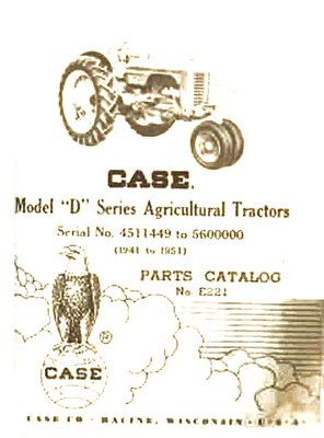Case Model D DC DH DO DV Tractor Parts Catalog Manual Serial 4511449 ...