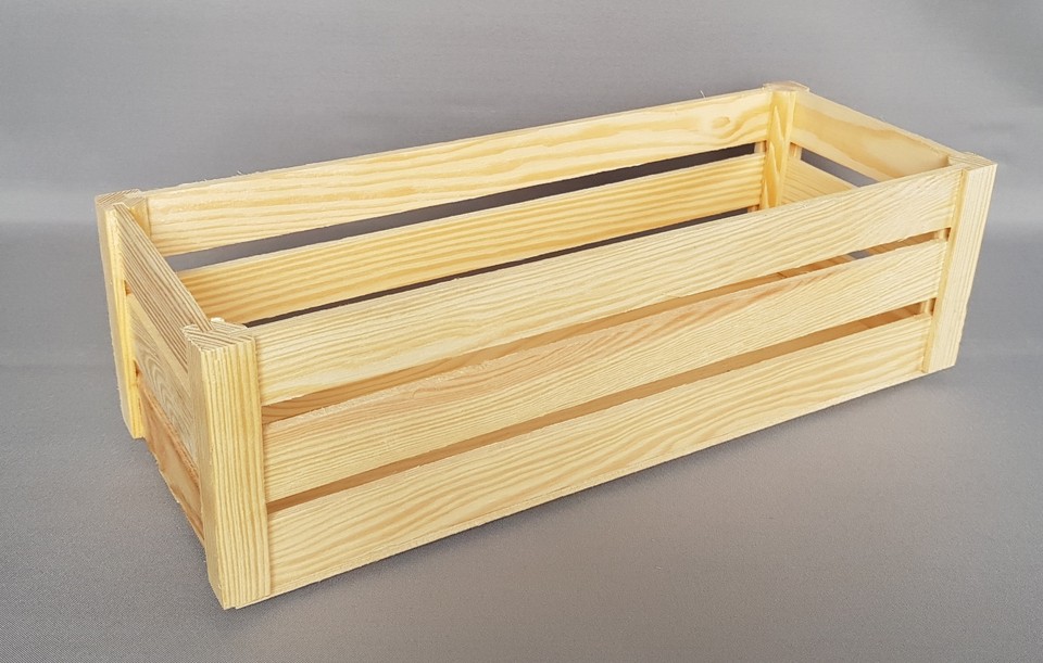 Plain Wood Crate Storage Wooden Box Slatted Crates Craft Decoupage Home ...