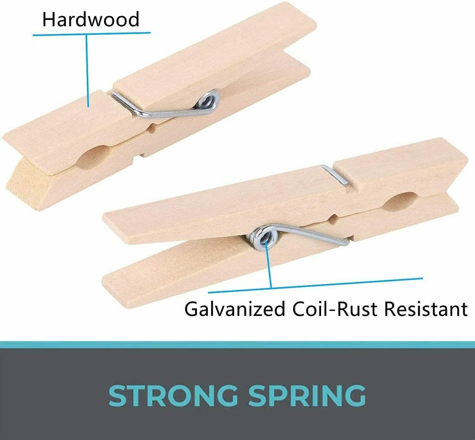 Wooden Clothes Pegs Clips Pine Washing Line Airer Dry Line Wood Peg ...
