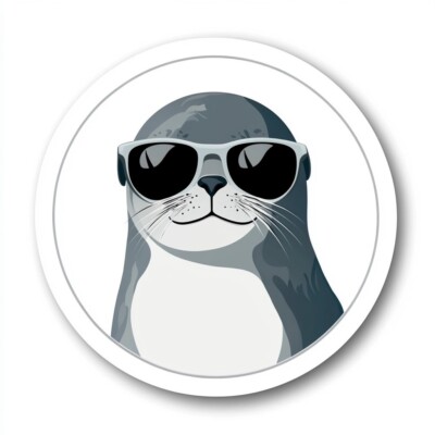 XXL 18X18 Autoaufkleber Robbe mit Brille Aufkleber Wetterfester Vinyl ...